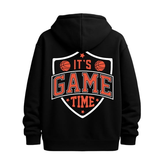 Basketball Game Time hoodies men's machine washable black Soft ...