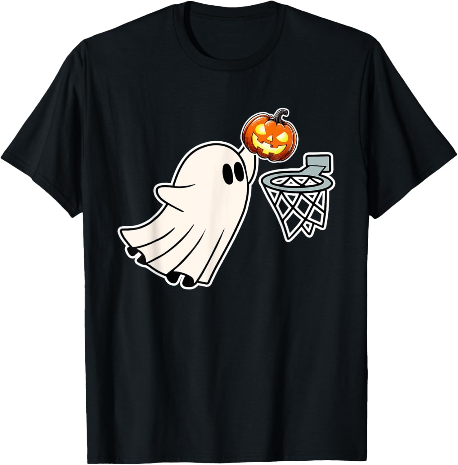 Basketball Ghost Slam Dunk Pumpkin Funny Halloween Costume T-Shirt ...