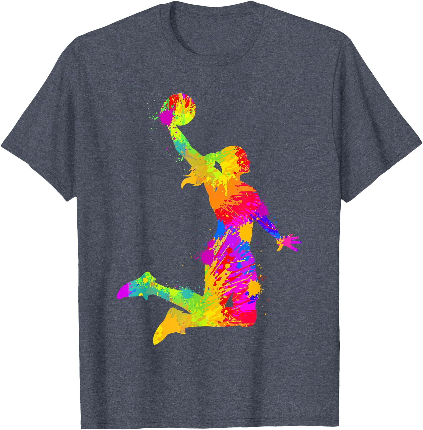 Basketball Girl Slam Dunk Colorful Art Softstyle T-Shirt for Men Women ...