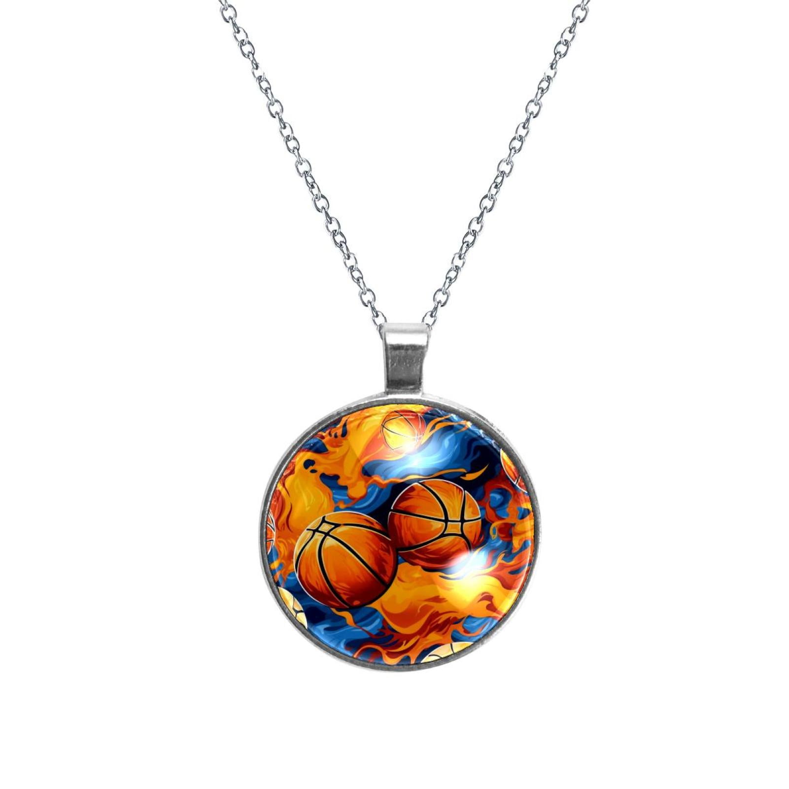 Basketball Glass Design Circular Pendant Necklace - Elegant Jewelry ...