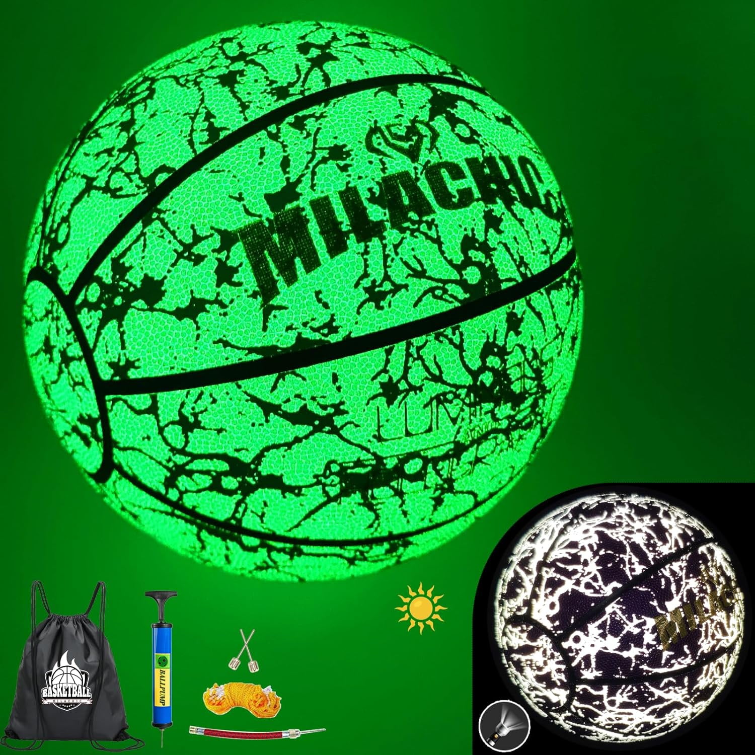 Basketball, Glow in The Dark Holographic Basketball, Official Size 7 ...