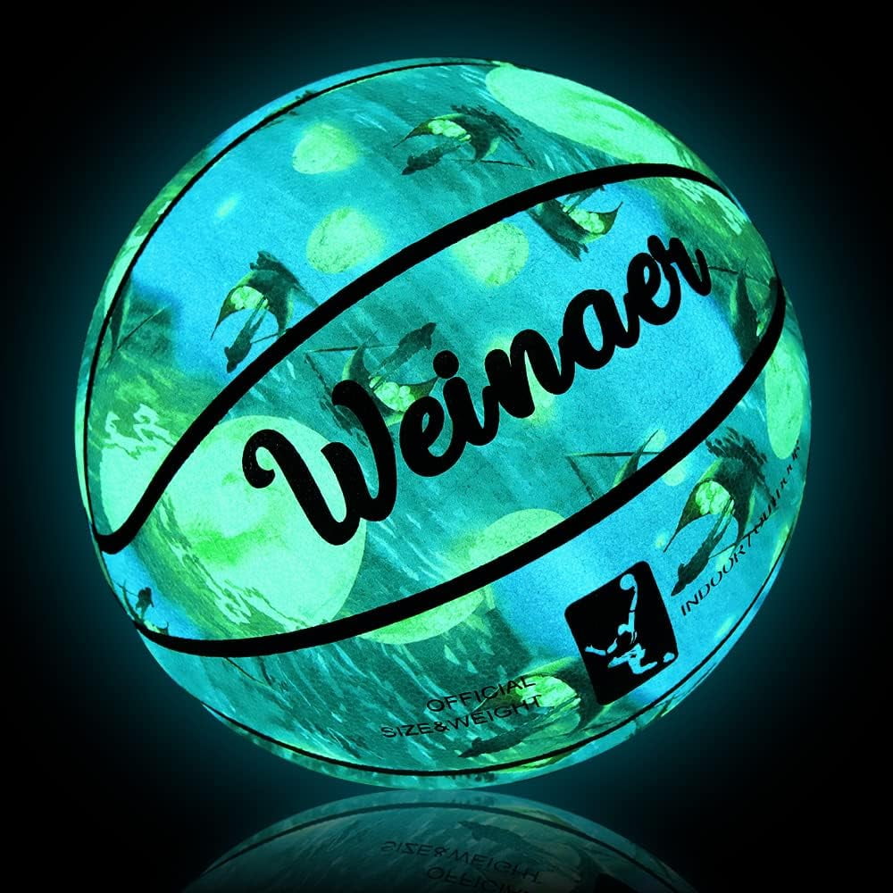 Basketball Glow in The Dark, Luminous Glowing Leather Basketball, Green ...