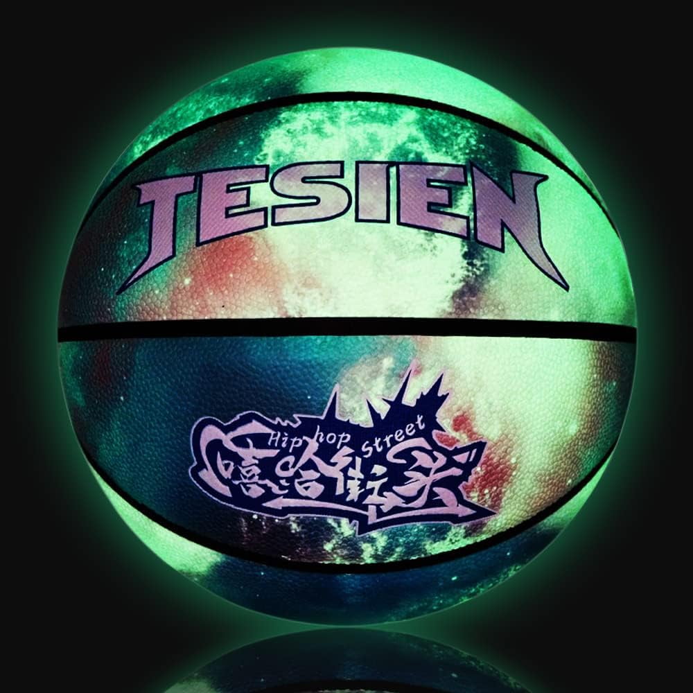 Basketball Glow in The Dark, Luminous Glowing Leather Basketball, Green ...