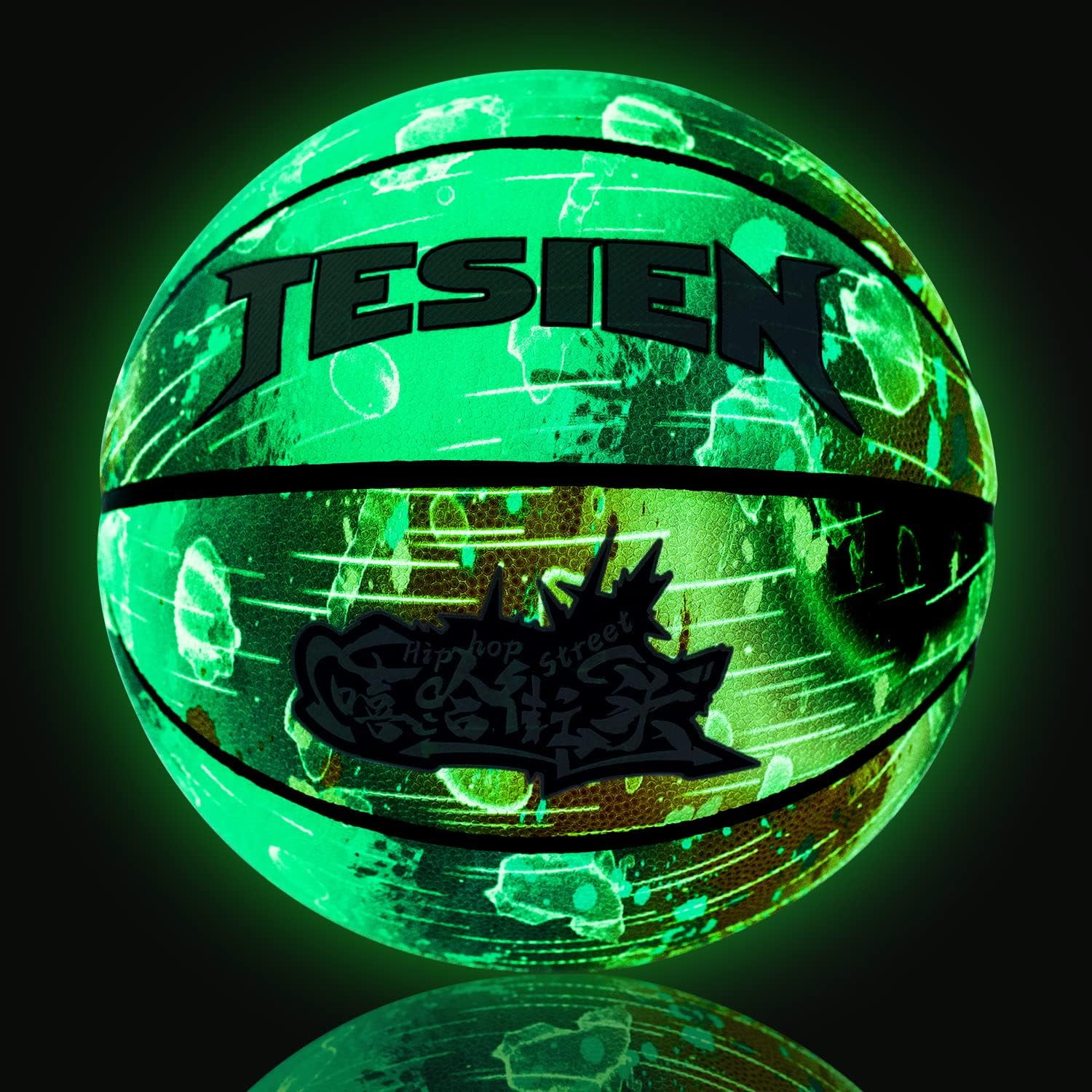 Basketball Glow in The Dark, Luminous Glowing Leather Basketball, Green ...