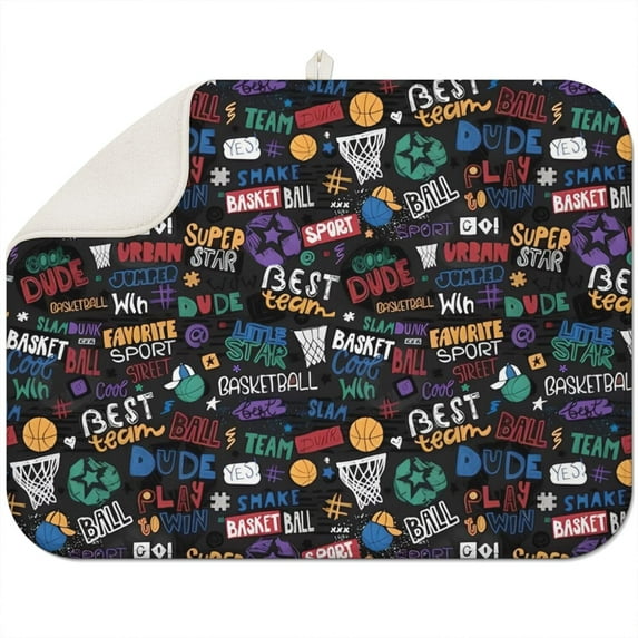 Basketball Graffiti Pattern Dish Drying Mat for Kitchen 1 Pack, Ultra ...