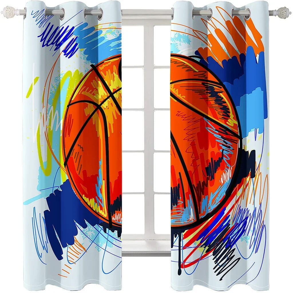 Basketball Graffiti Pattern High Shading Curtain Adult Children Bedroom ...