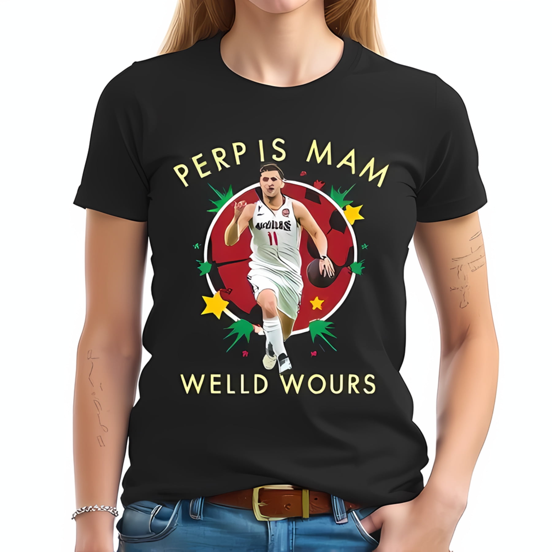 Basketball Graphic Cotton Short Sleeve T-Shirt with Bold " PERPIS MAM ...