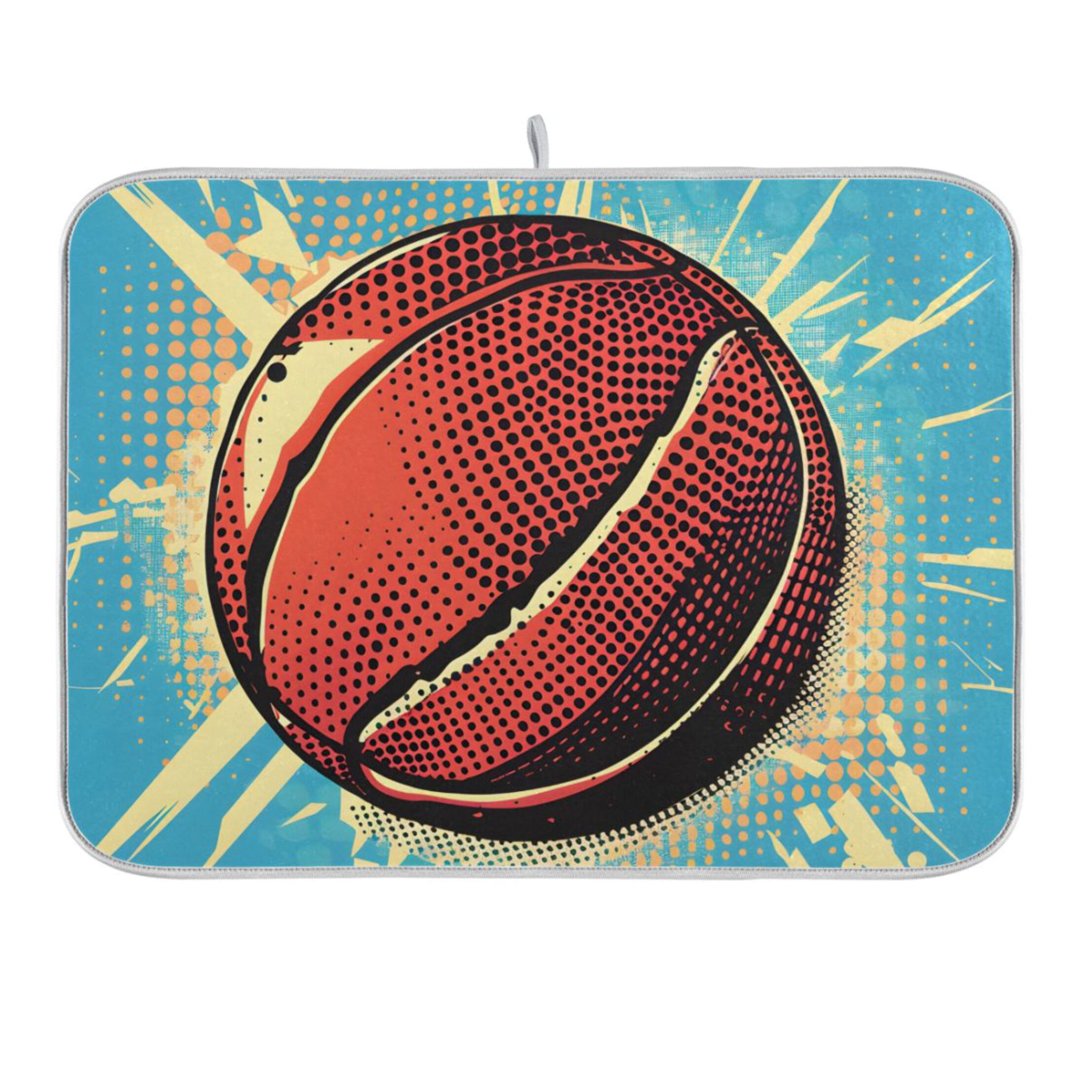 Basketball with Halftone Dots Dish Drying Mat for Kitchen Counter 16x18 ...
