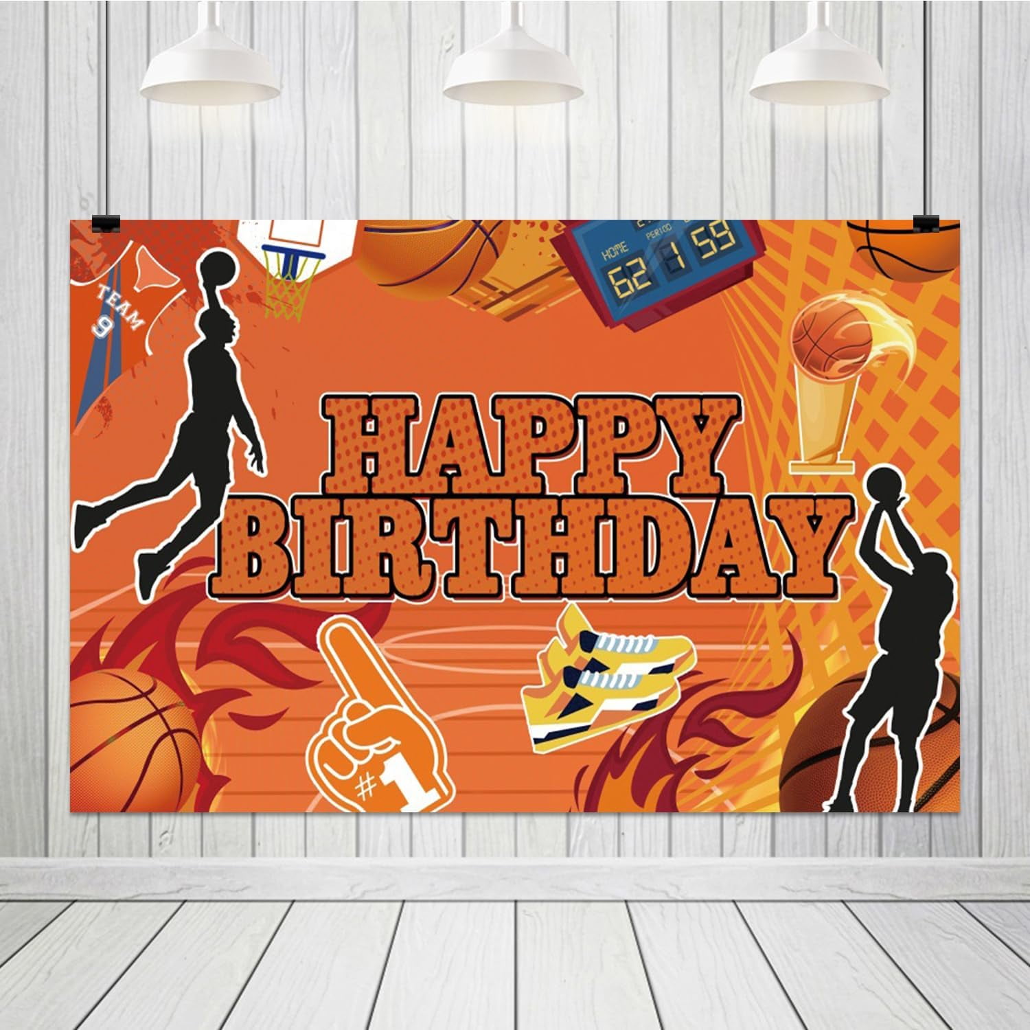 Basketball Happy Birthday Backdrop Basketball Party Banner Decor Photo ...