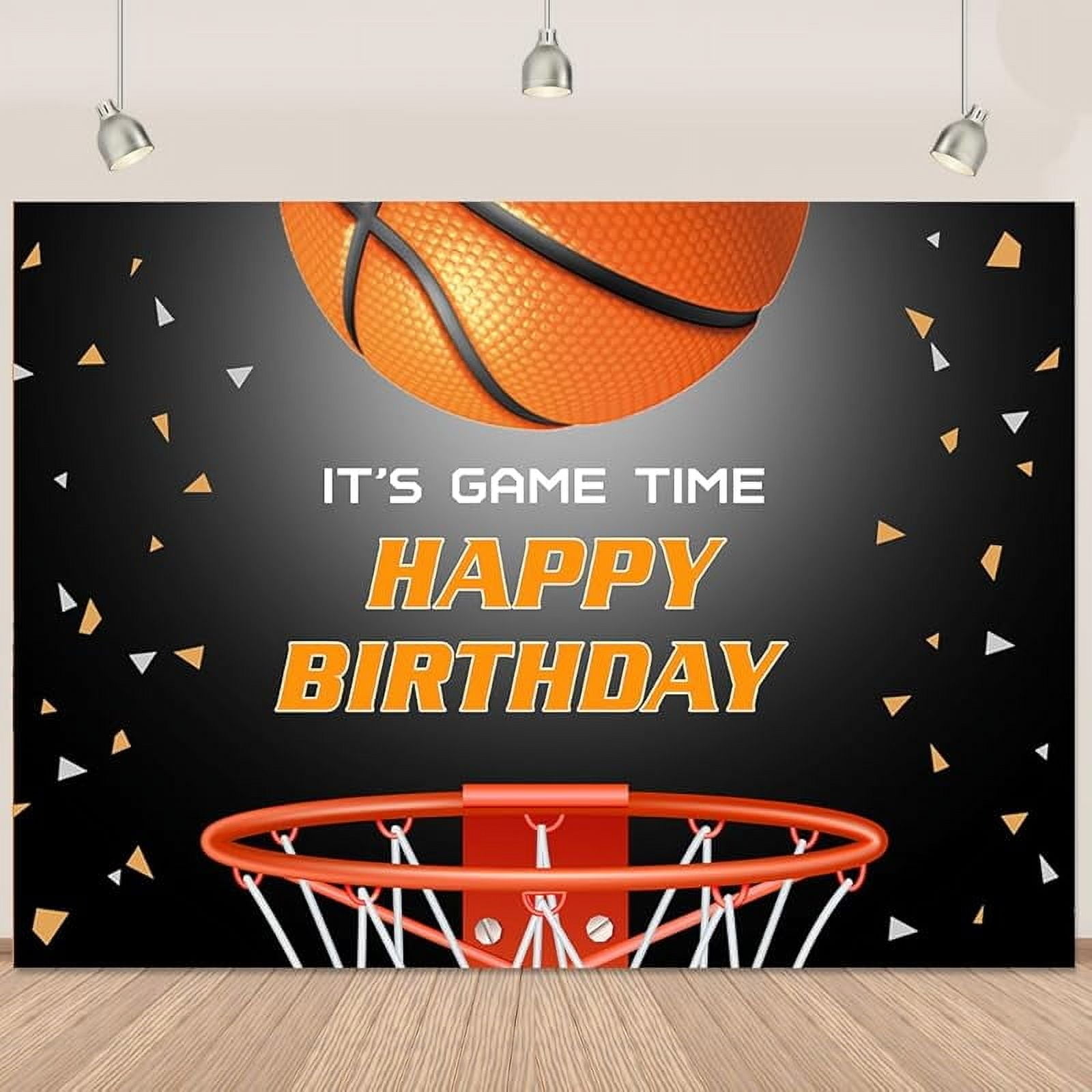 Basketball Happy Birthday Backdrop It’s Game Time Basketball Birthday ...
