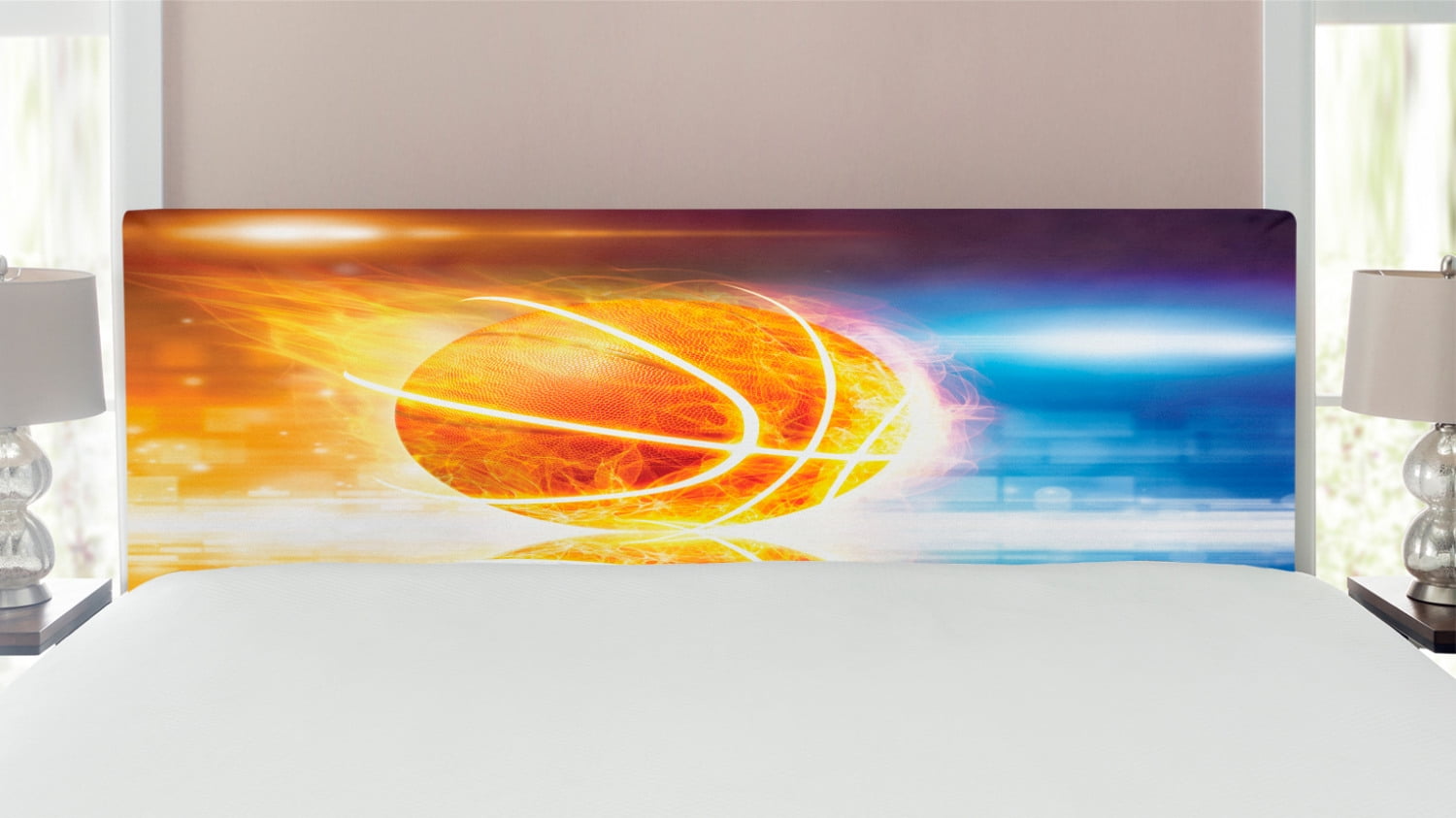Basketball Headboard, Abstract Sports Background Burning Basketball ...