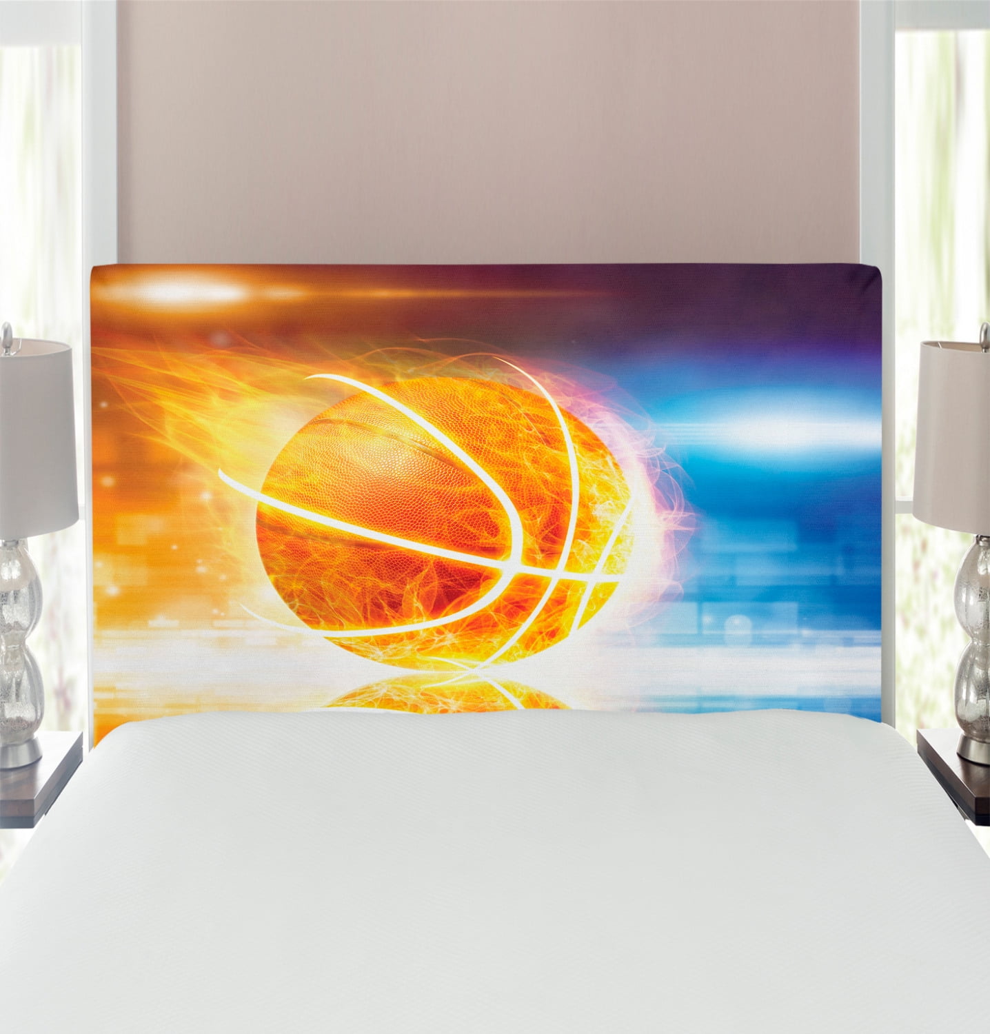 Basketball Headboard, Abstract Sports Background Burning Basketball ...