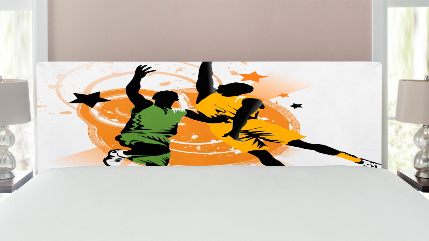 Basketball Headboard, Image of 2 Basketball Players in a Heated Game ...
