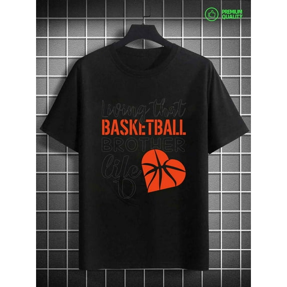 Basketball Heart Life men Exercise 180G 100% Cotton black Running ...