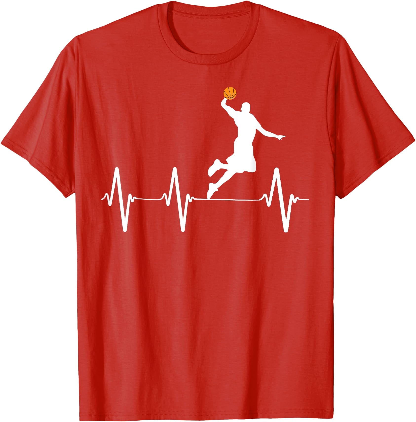 Basketball Heartbeat Gift Softstyle T-Shirt for Men Women Kids,Red ...