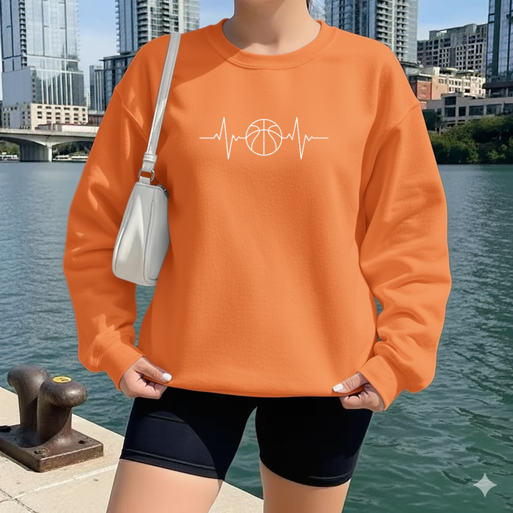Basketball Heartbeat Inspired Retro Sport Player Fan Casual Graphic ...