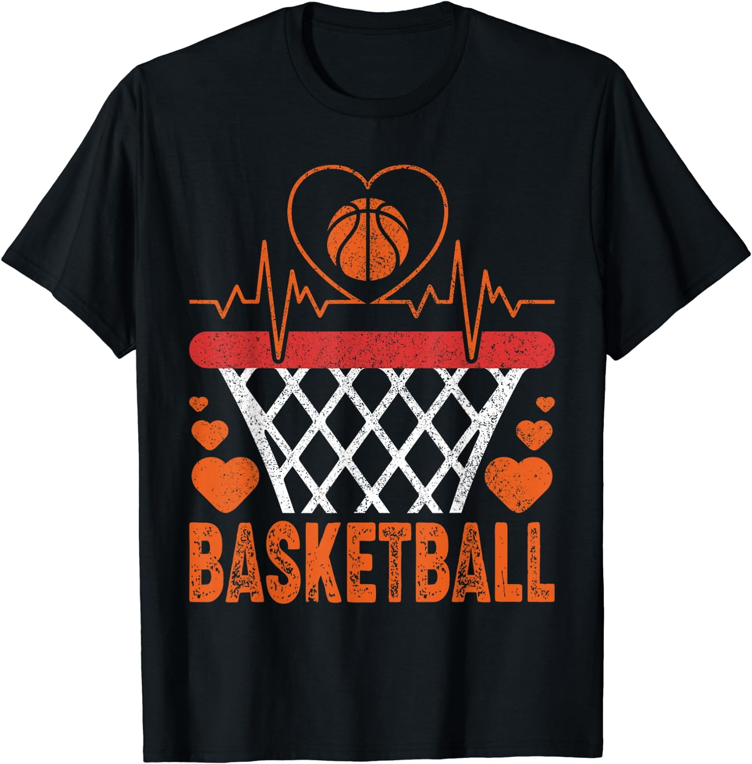 Basketball Heartbeat Men Women Teen Boy Girl Kids Basketball T-Shirt ...