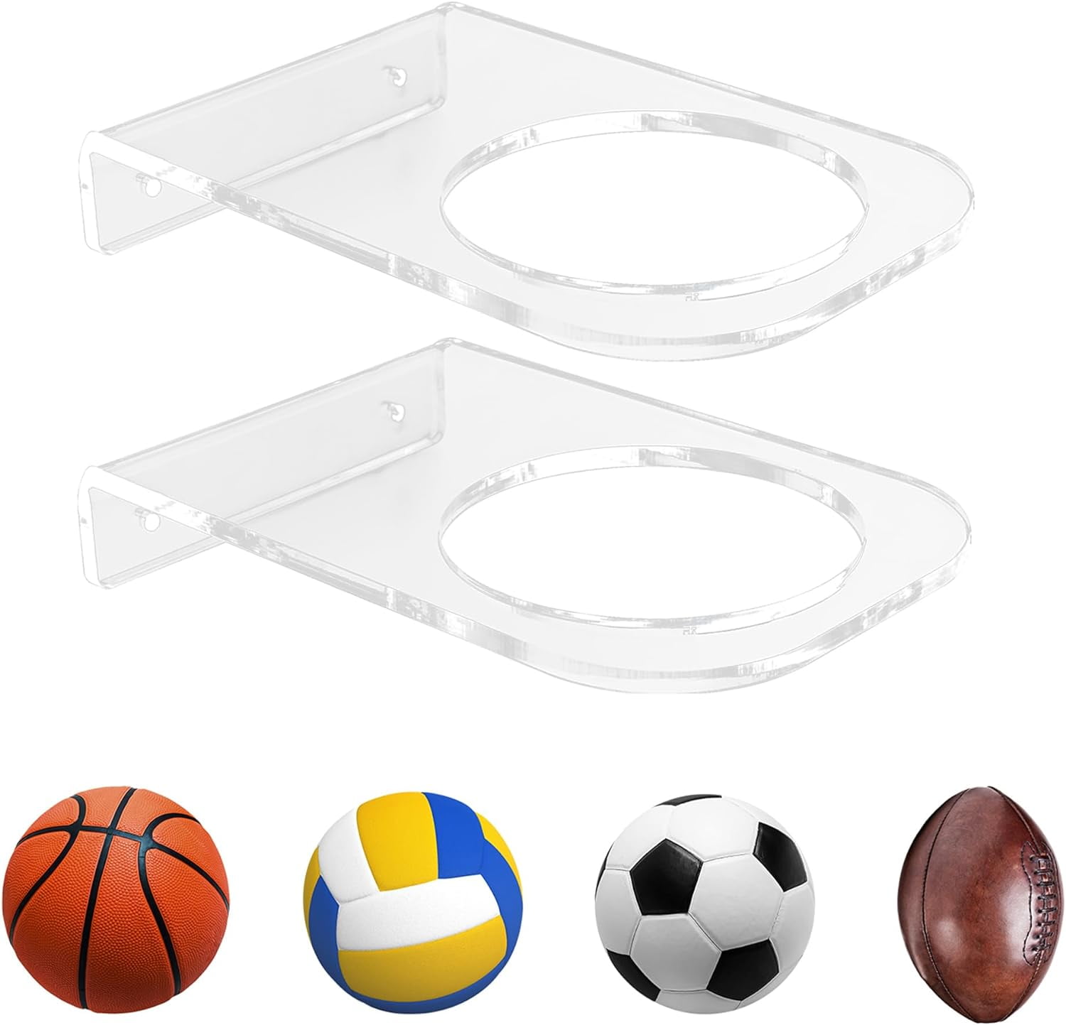 Basketball Holder Wall Mount, Acrylic Football Display Rack Invisible ...