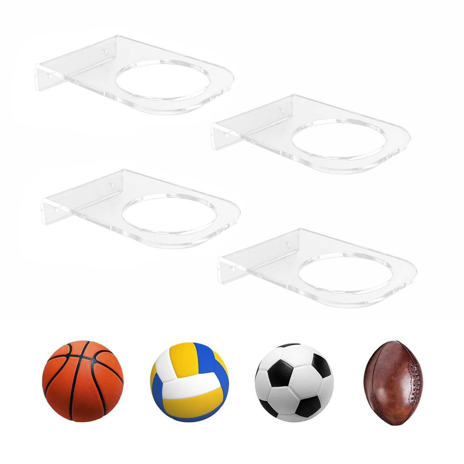 Basketball Holder Wall Mount, Acrylic Football Display Rack Invisible ...