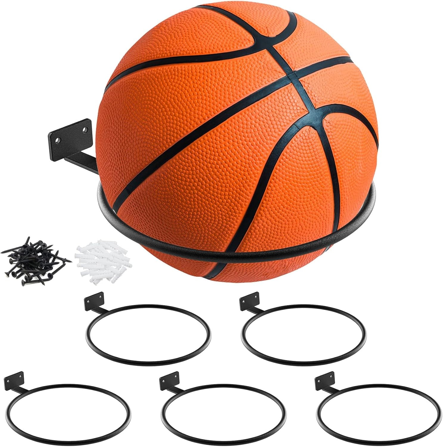 Basketball Holder Wall Mount Soccer Display Rack Metal Universal Ball ...