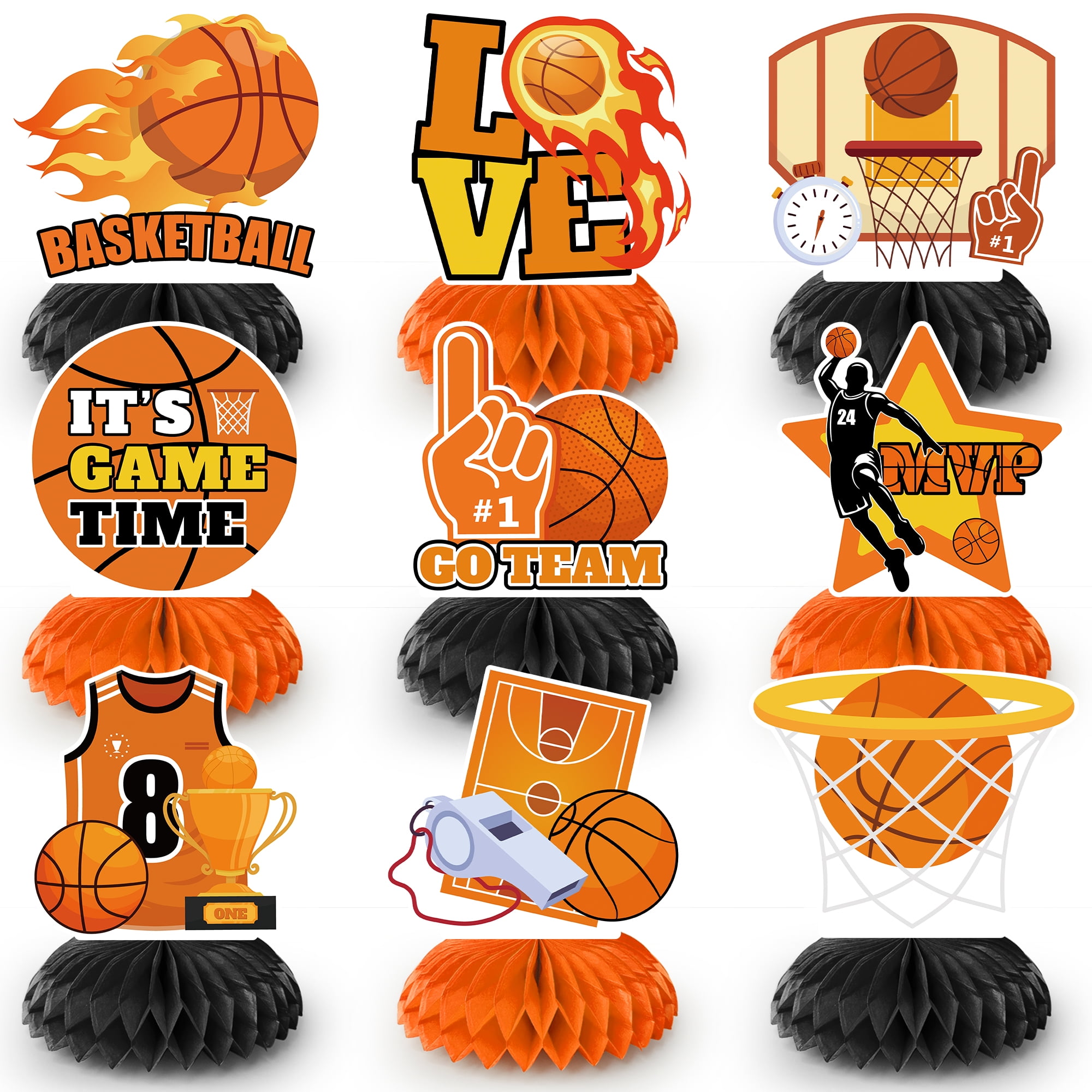 Basketball Honeycomb Centerpiece, 9pcs Basketball Birthday Honeycomb ...