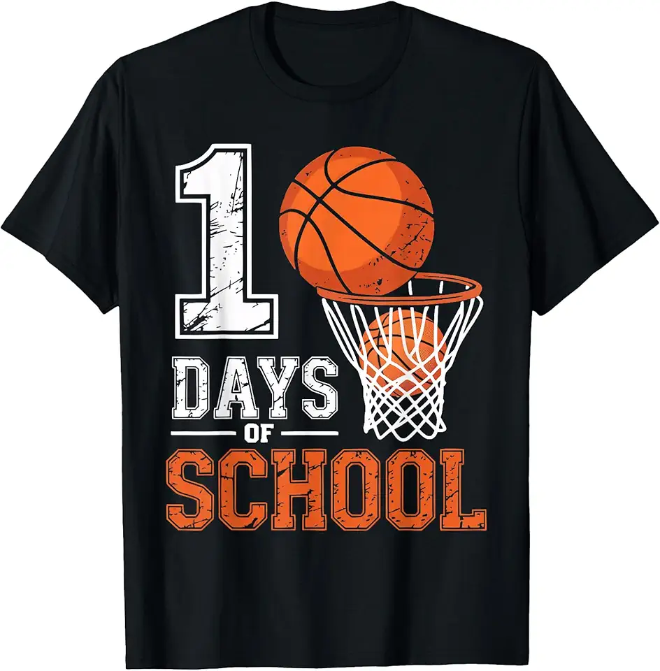 Basketball Hoop 100 Days School Party 100 Days of School Boy T-Shirt ...