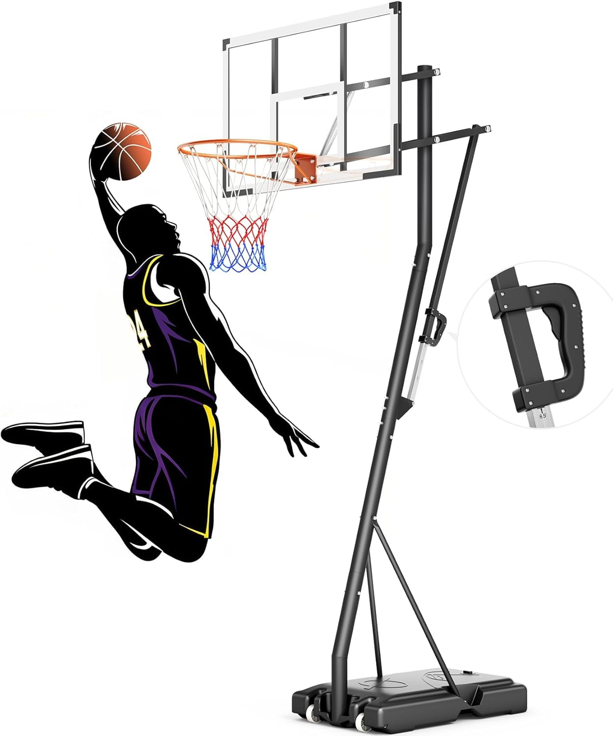 Basketball Hoop, 10FT Basketball Goal Adjustable Easily, Portable Hoops & Goals Outdoor/Indoor ...