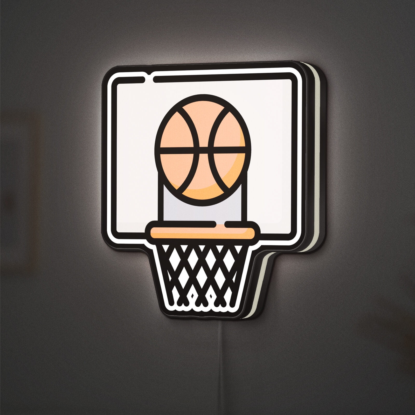 Basketball Hoop 3D Novelty Light Box for Team Sport Fans, Net and Ball ...