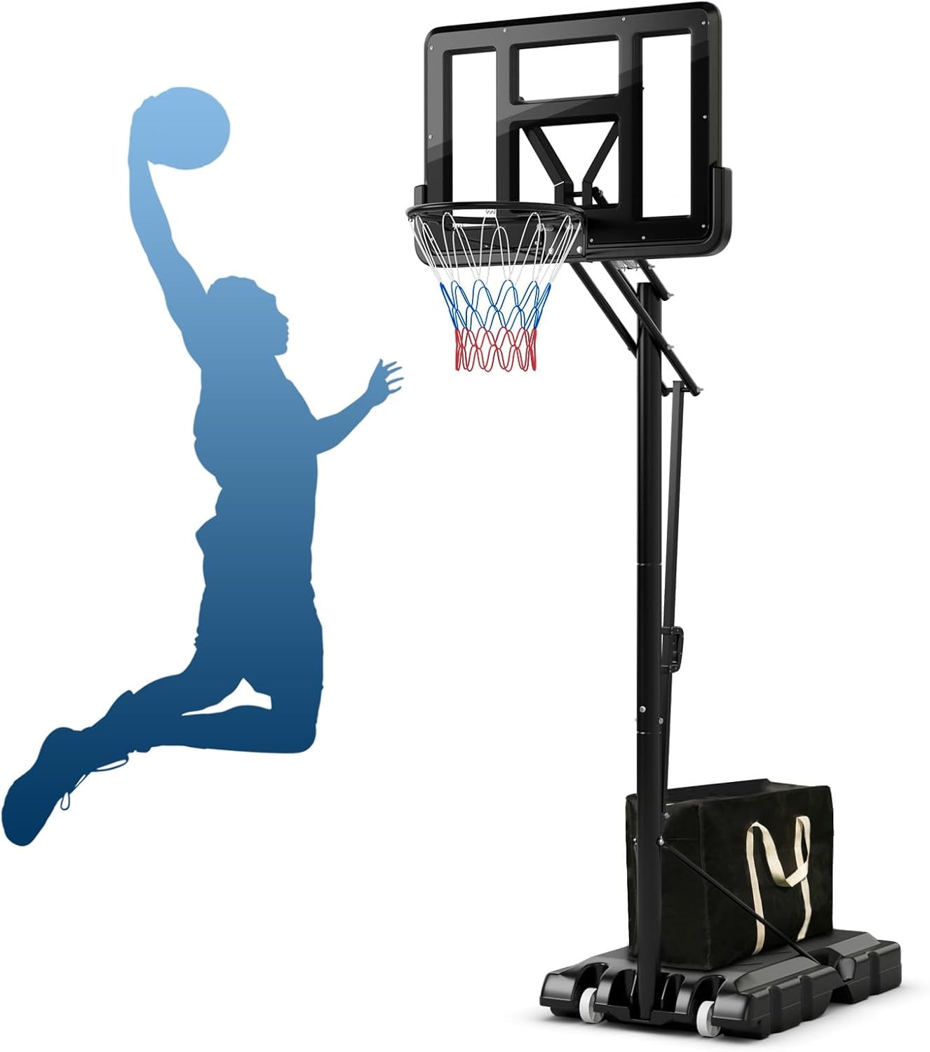 Basketball Hoop, 4.6-10ft Adjustable Height, Portable Basketball Hoop ...