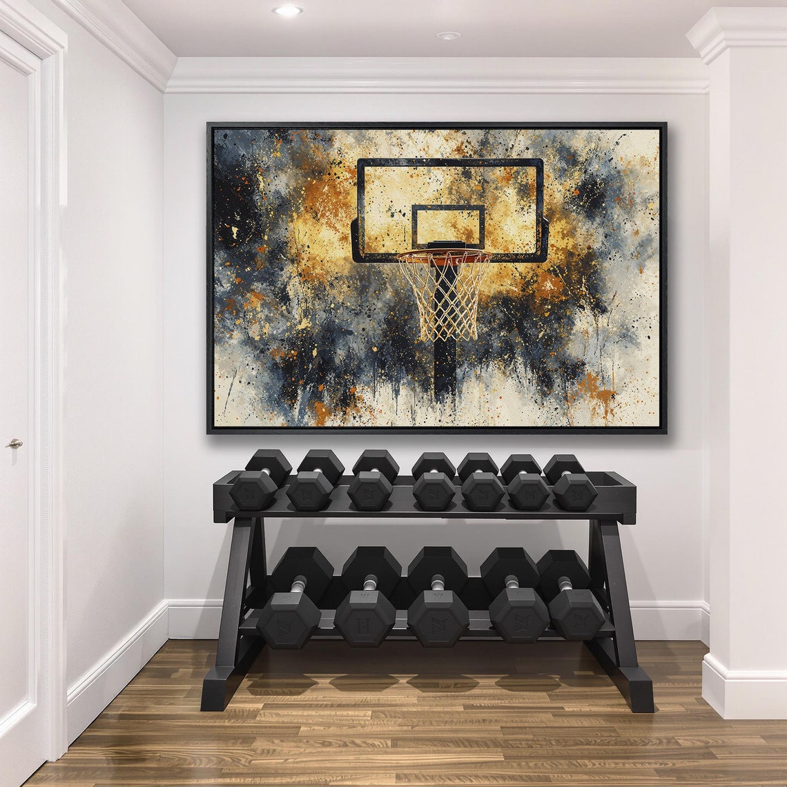 Basketball Hoop Abstract Wall Art, Modern Sports Poster, Apartment ...