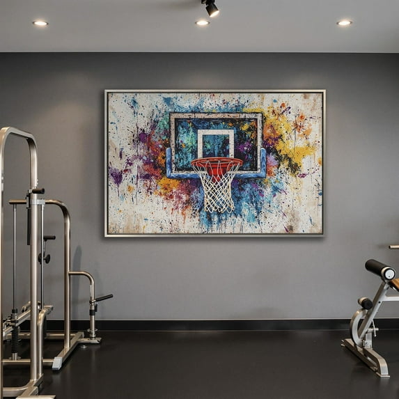 Basketball Hoop Art: Vibrant Abstract Sports Poster, Unframed Canvas ...
