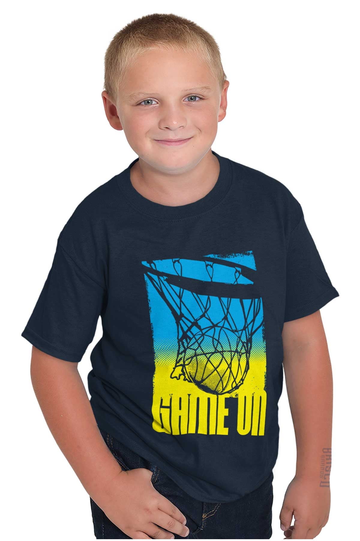 Brisco Brands Large Size Youth Graphic T-Shirt, Basketball Hoop Athlete ...