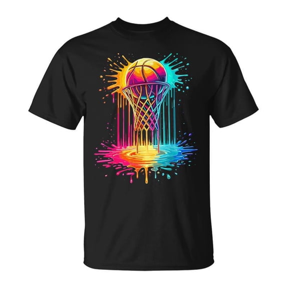 Basketball Hoop Drip Colorful Splash TShirt - Walmart.com