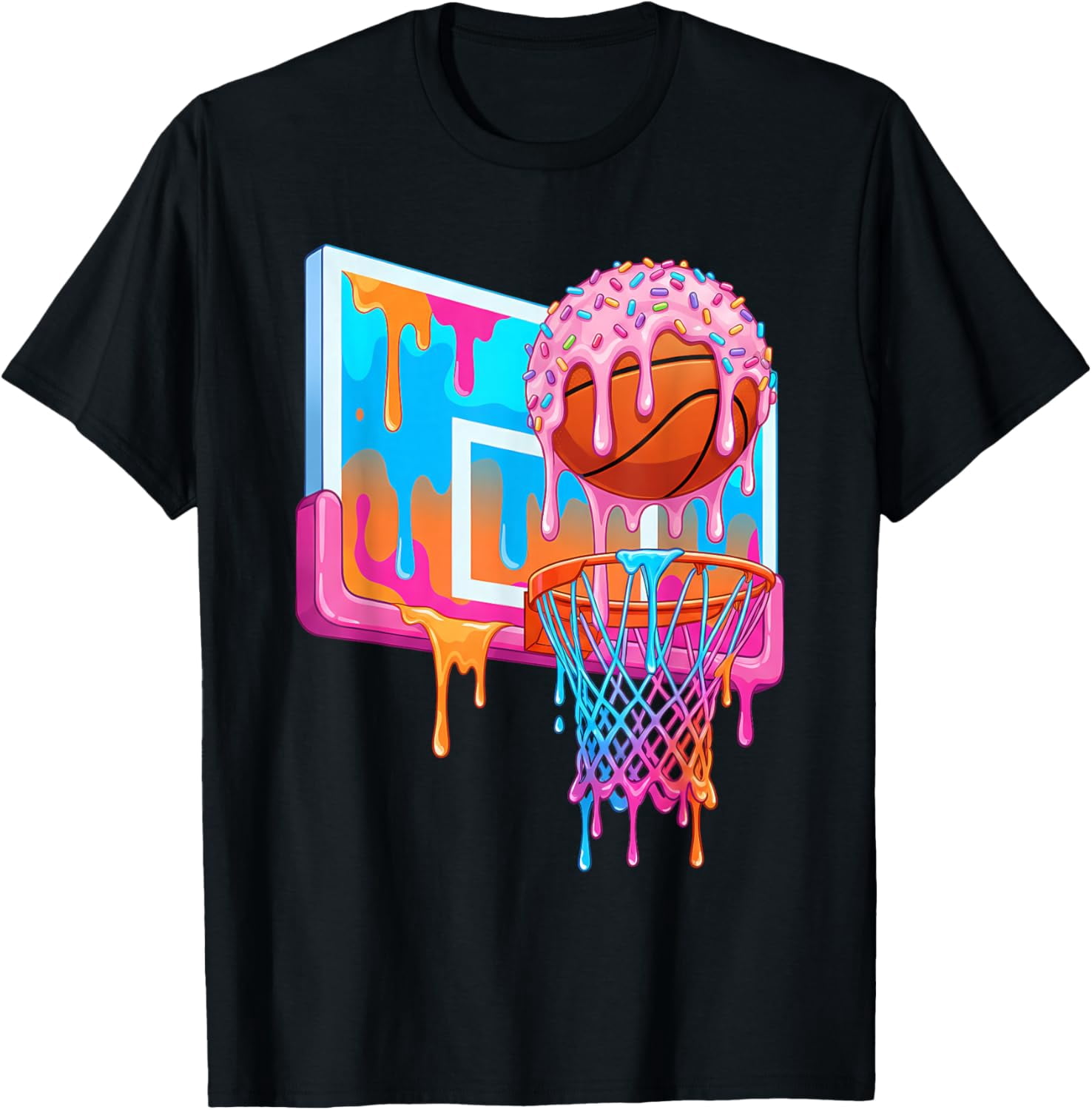 Basketball Hoop Ice Cream Drip Sport Player Boys Girls Youth T-Shirt ...