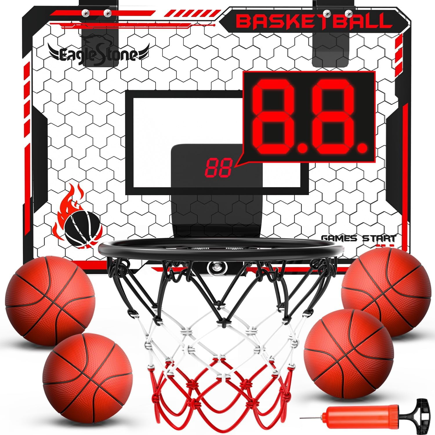 Basketball Hoop Indoor, Mini Hoop Baskerball with Double Electronic ...