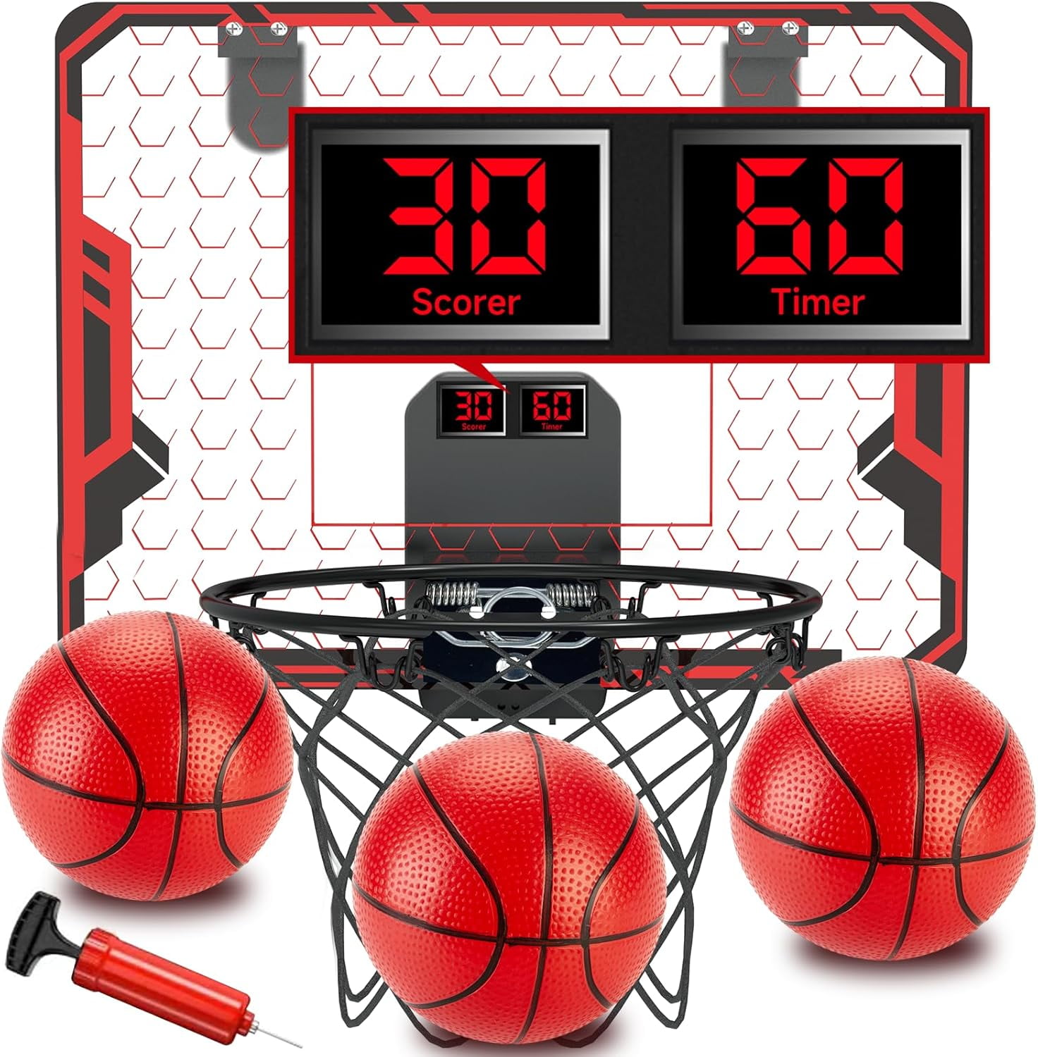 Basketball Hoop Indoor, Over The Door with Scoring, Countdown and Music ...