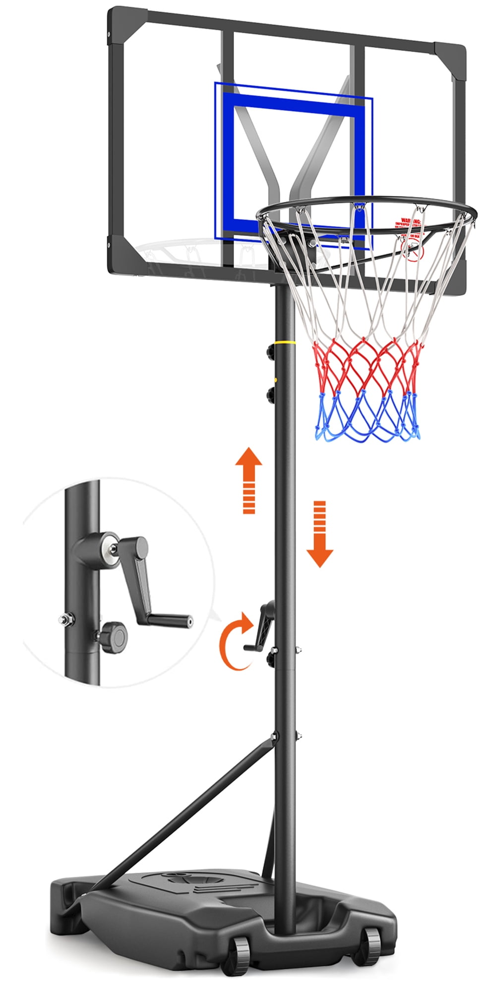 Neche Adjustable 4.82-8.53ft Height Basketball Hoop with Net, Portable ...