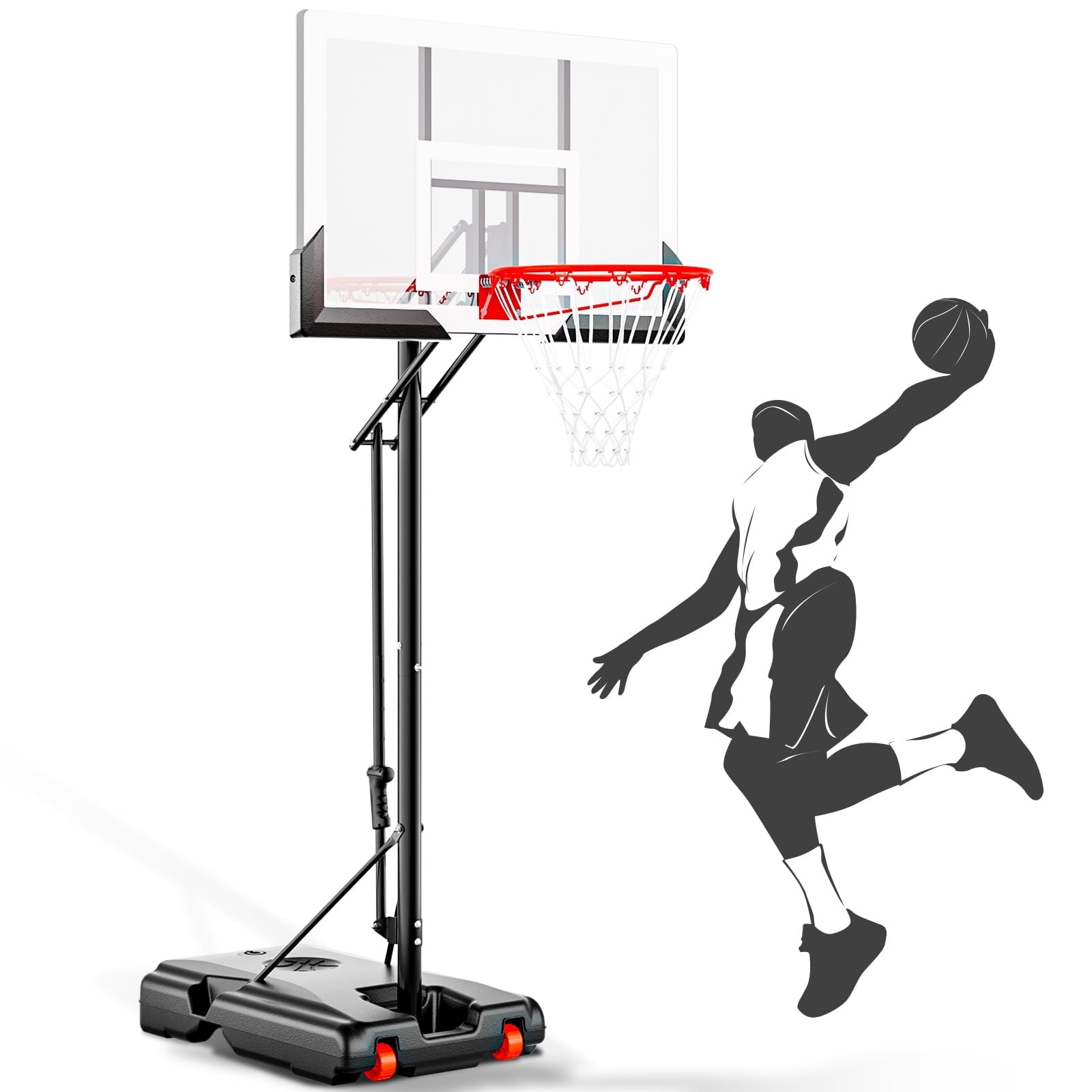 Basketball Hoop Outdoor 44 Inch Shatterproof Backboard 4.8-10ft Height ...