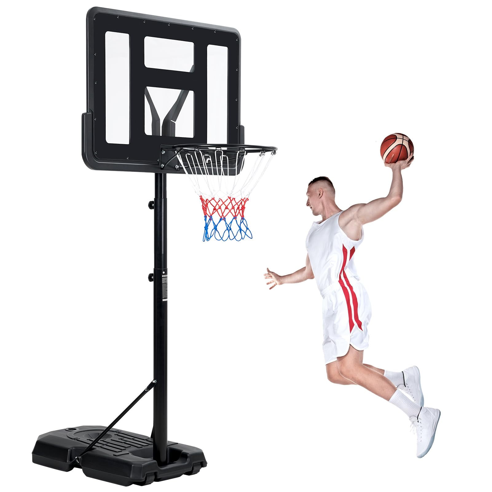 Meiyiu Portable Basketball Hoop, Adjustable 6.6-10ft, 44 Inch Backboard ...
