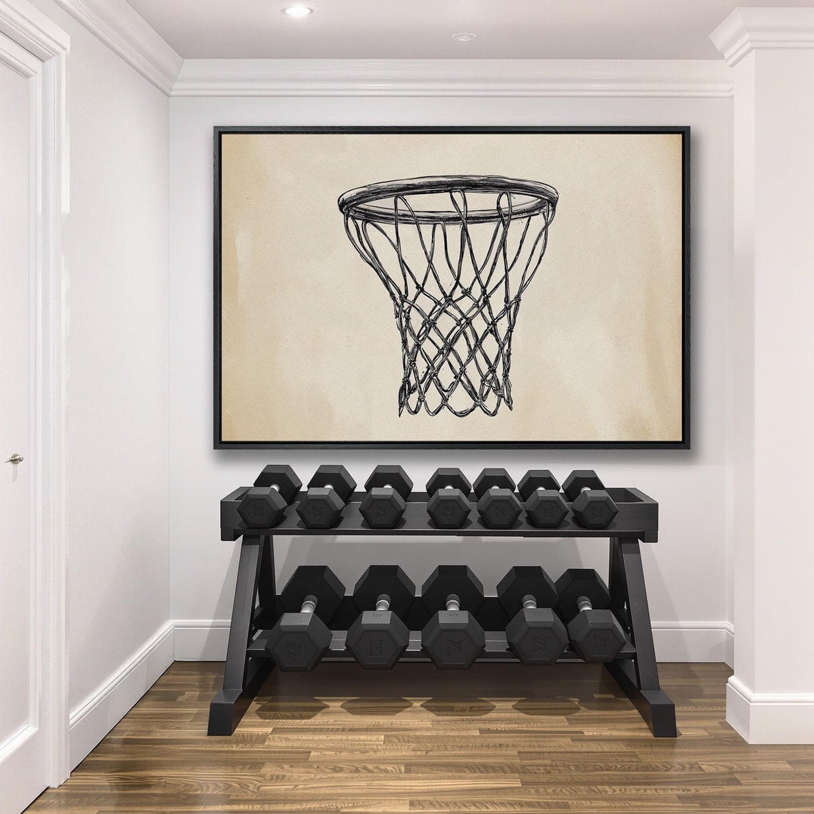 Basketball Hoop Wall Art Minimalist Sports Poster, Man Cave Decor ...