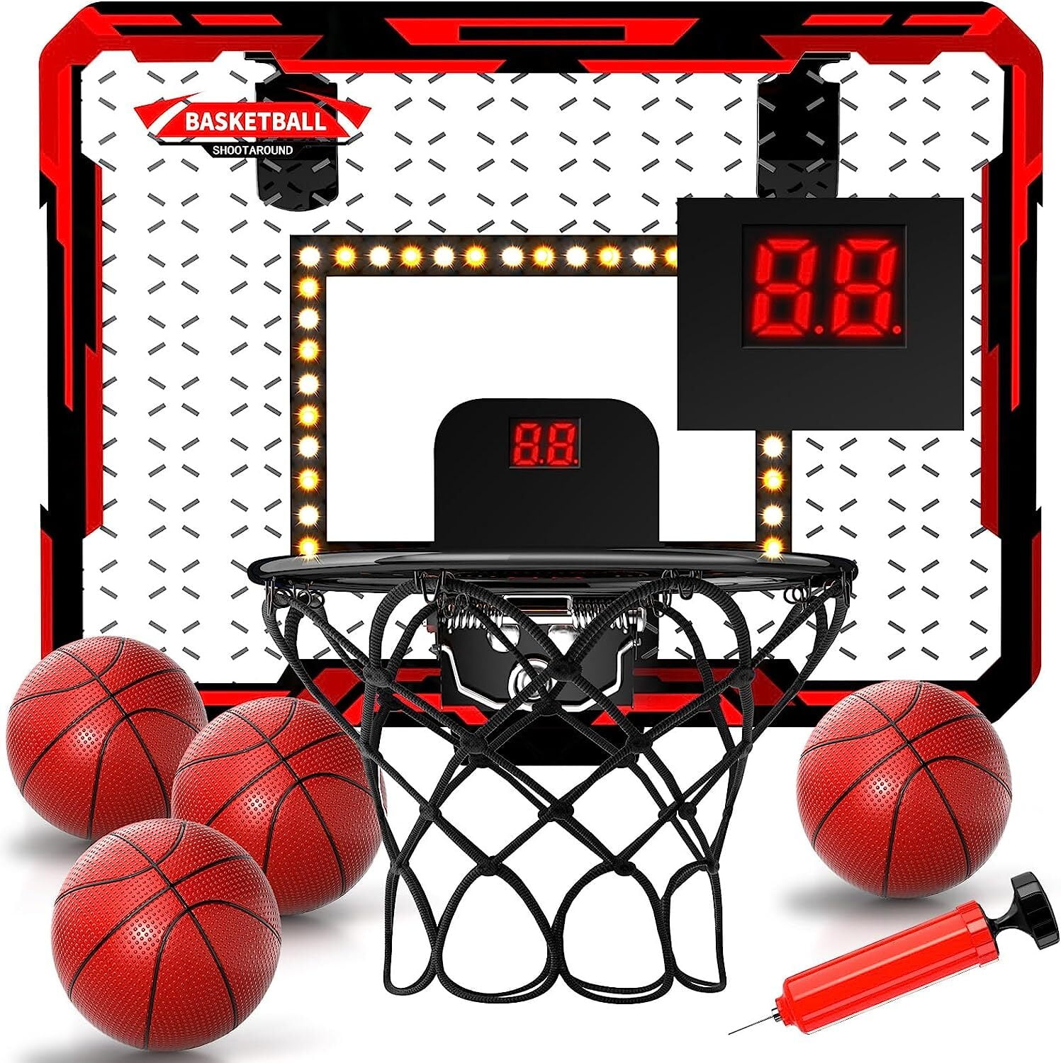 Kids Mini Basketball Hoop Set with Scoreboard, 4 Balls, Indoor/Outdoor ...
