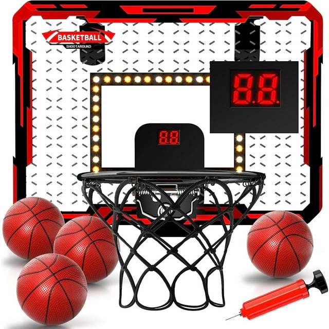 Kids Mini Basketball Hoop Set with Scoreboard, 4 Balls, Indoor/Outdoor ...