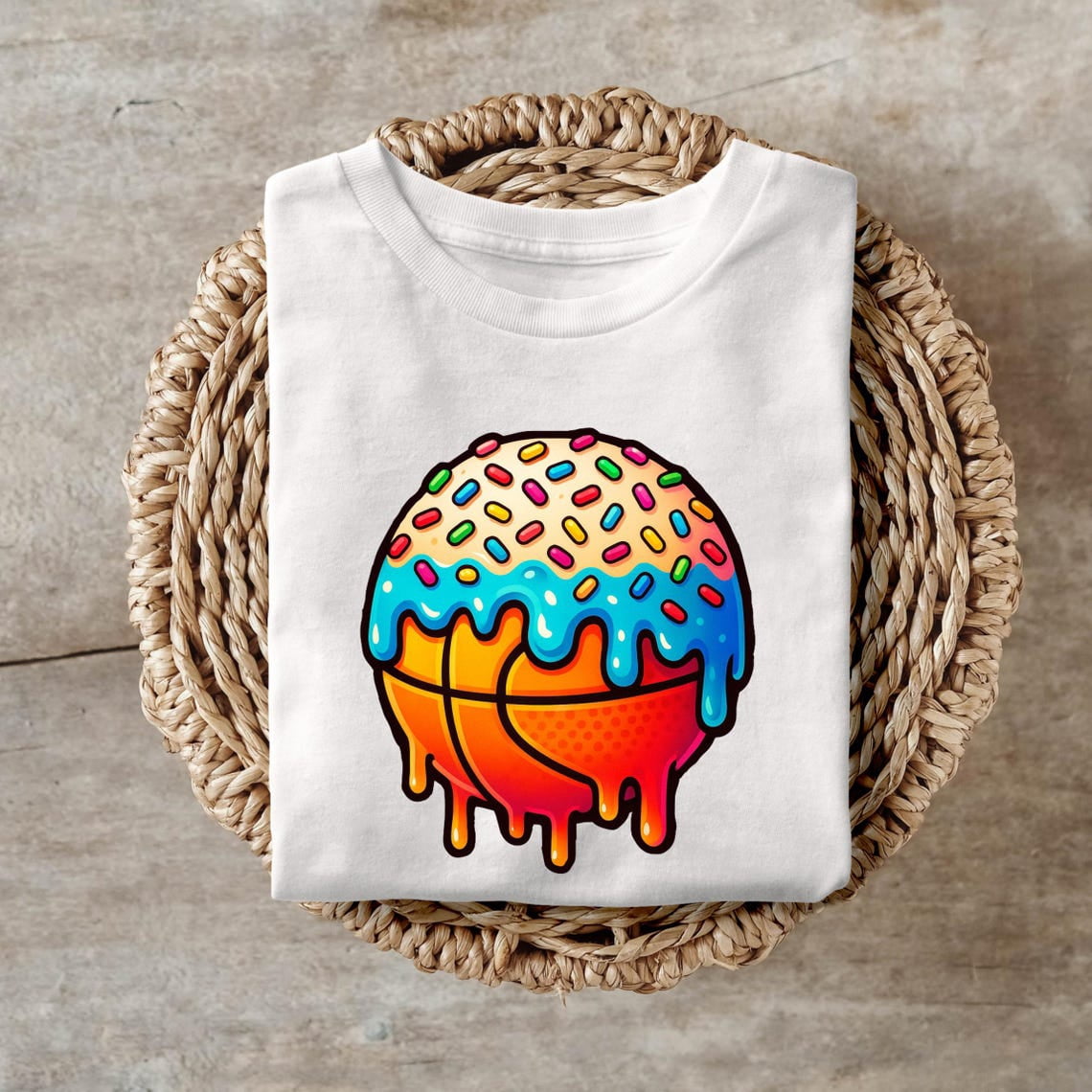 Basketball Ice Cream Drip Graphic T-Shirt Summer Sports Streetwear Tee ...