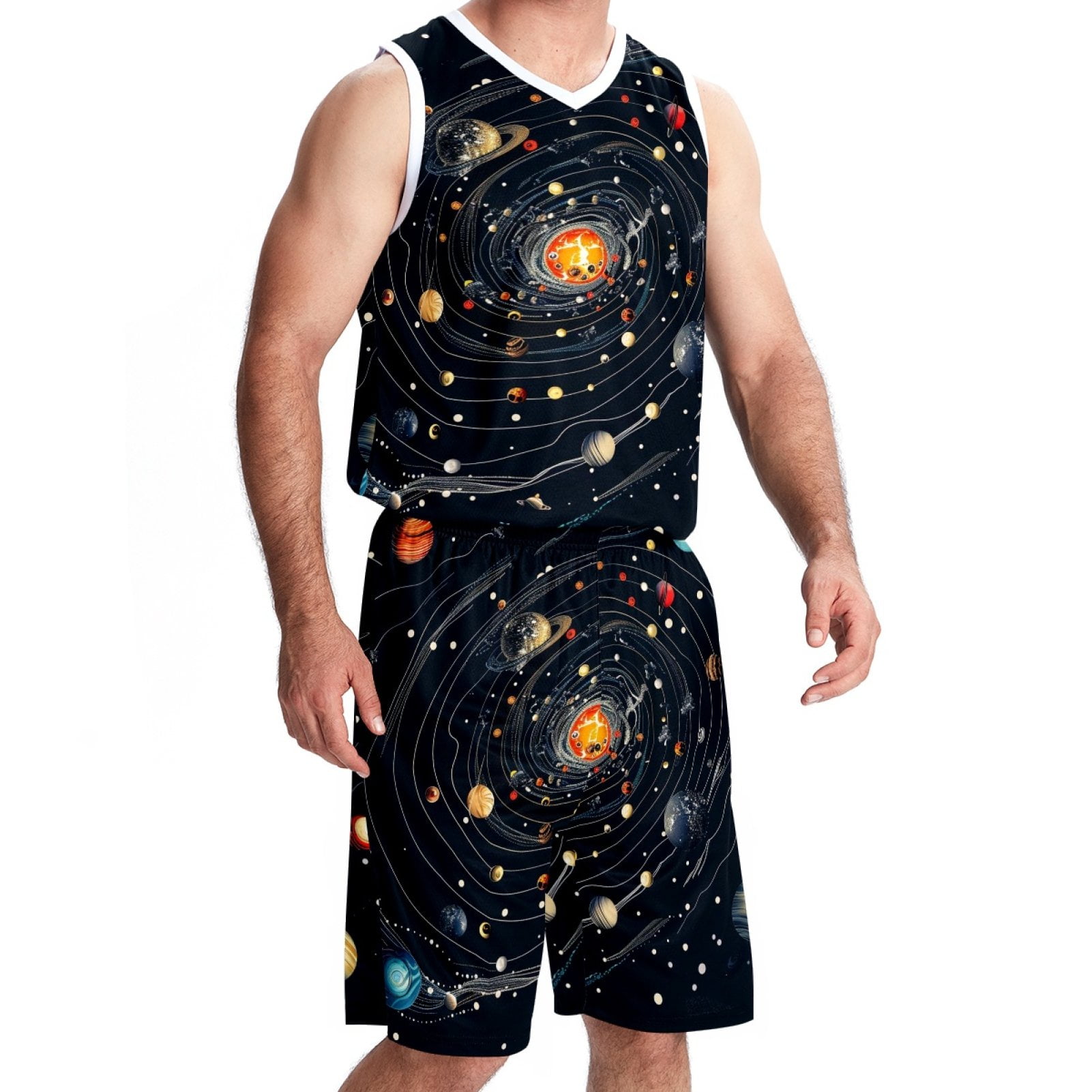 Basketball Jersey for Boys Girls Youth Kids 14-15 Cartoon Solar System ...