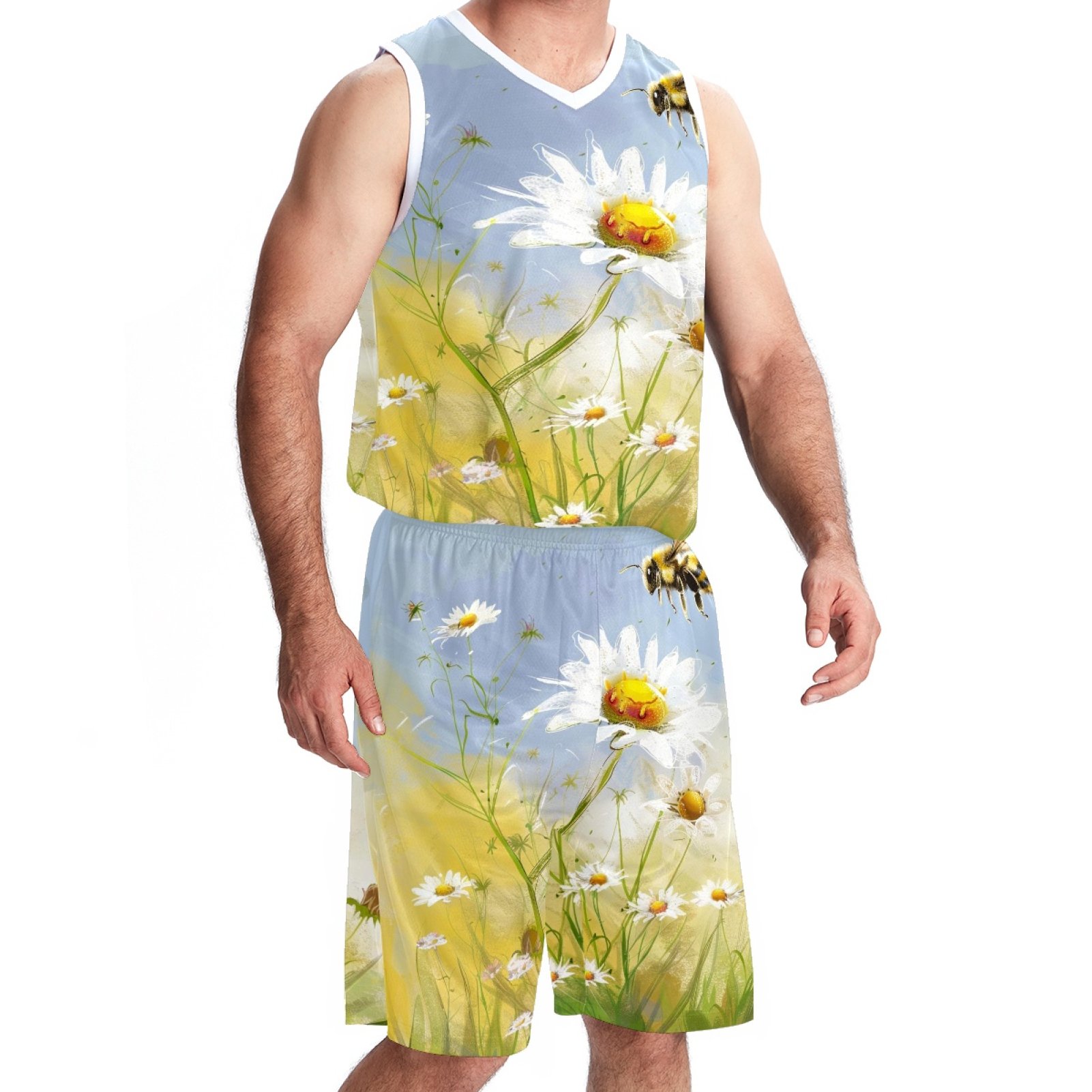 Basketball Jersey for Men Women Adult Youth XS Daisy Cute Bee Flower ...