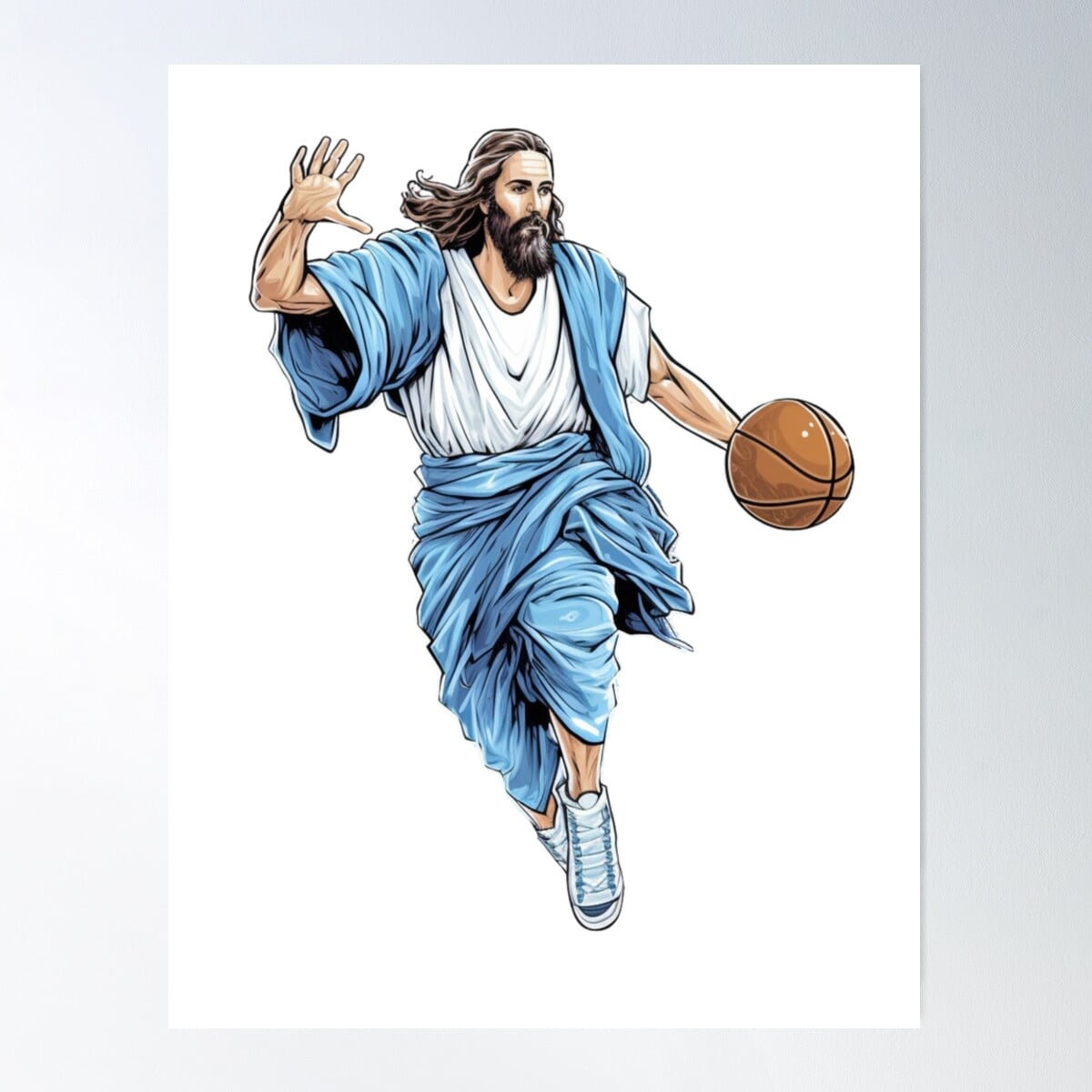 Basketball Jesus, Nba Jesus Poster Wall Art, Modern Wall Decor For ...