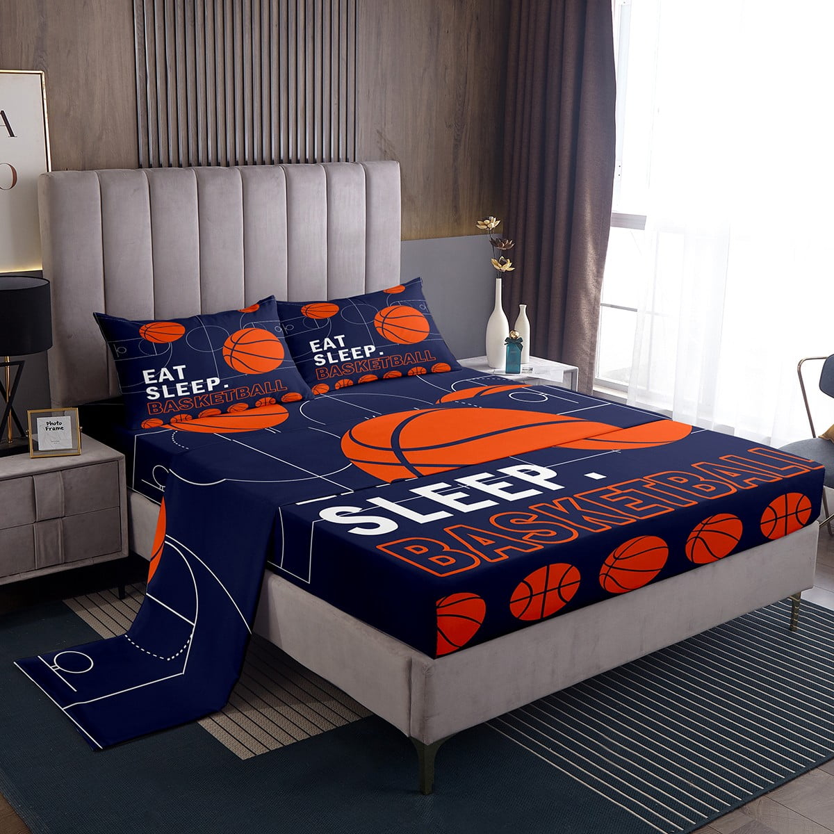 Basketball Bed Sheets Sports Sheets Basketball Game Themed Sheet Set Basketball Print Fitted ...