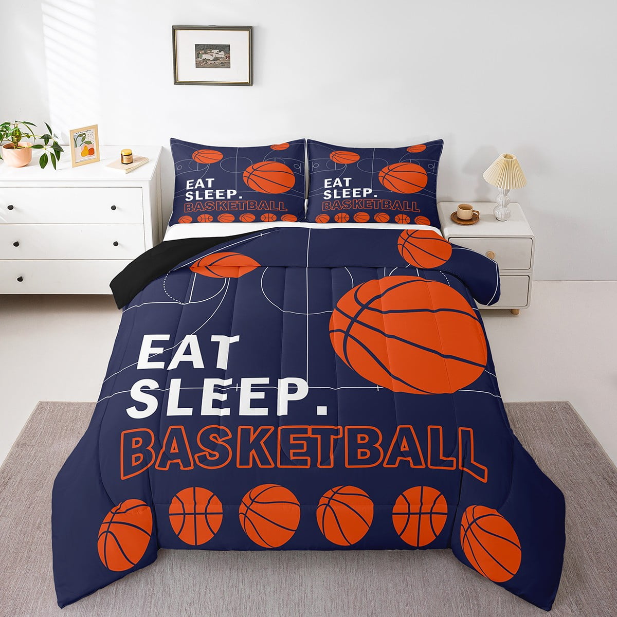 Basketball Kids Comforter Set Sports Bedding Sets for Boys Basketball ...