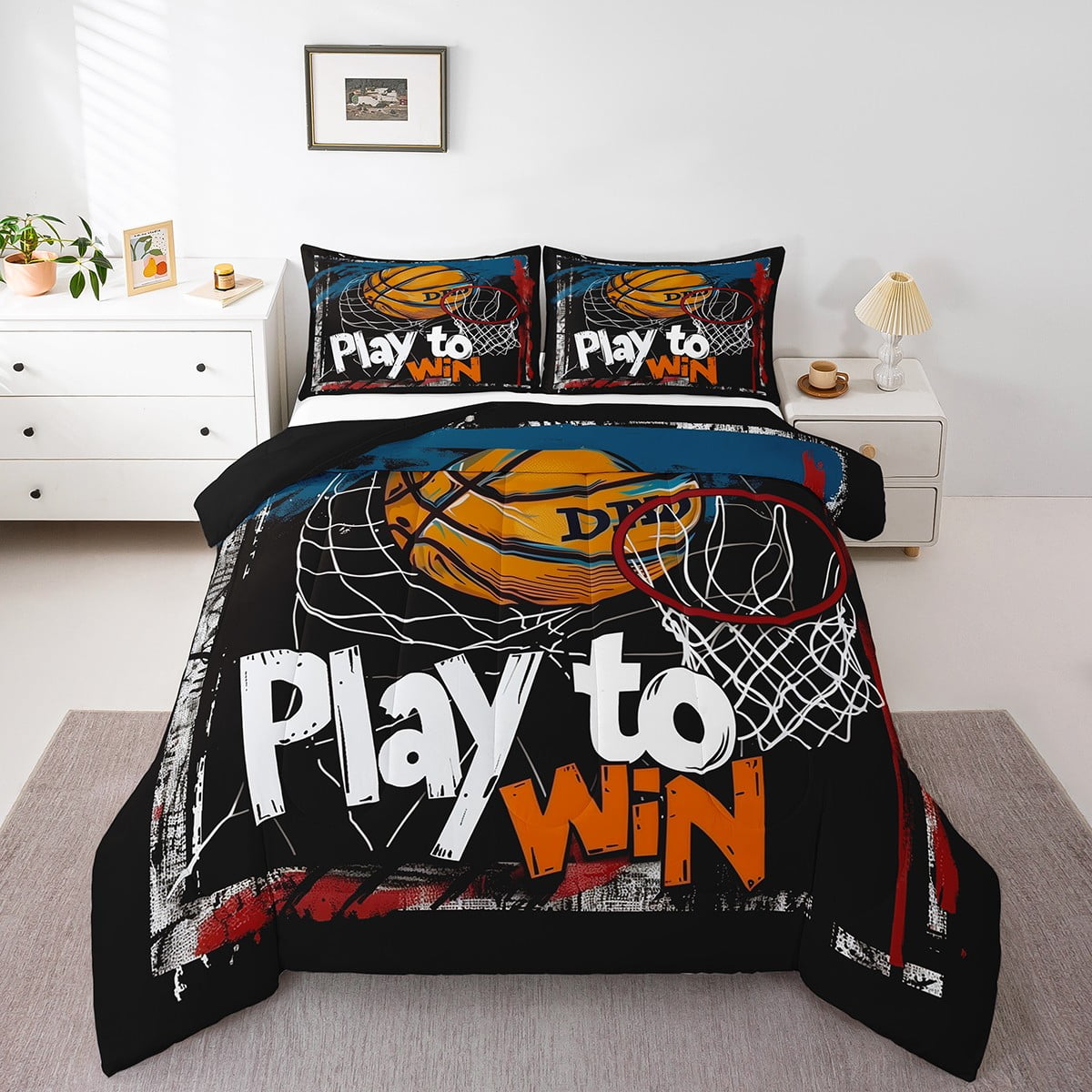 Basketball King Comforter Set for Teen Kids Sports Bedding Sets for ...