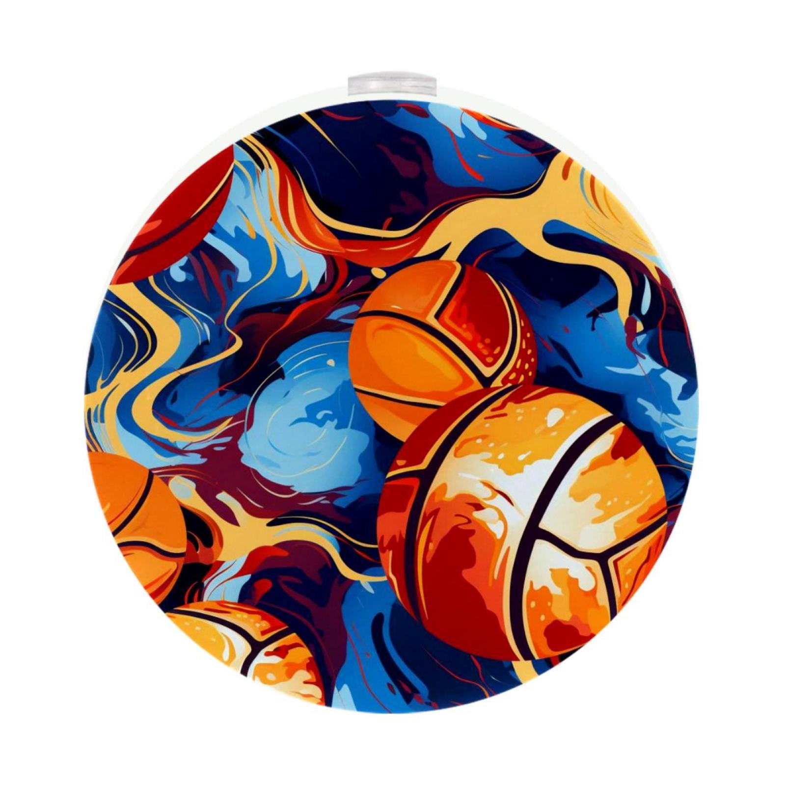 Basketball LED Round Night Light - 2 Pack, Plug-in Motion Sensor Wall ...